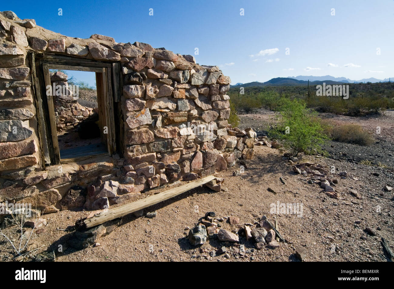 Ruin of the long abandoned gold and silver Victoria mine, Organ Pipe ...