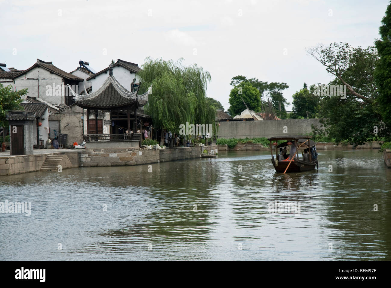 Boat on canal of old town Xitang is an ancient scenic town in Jiashan ...