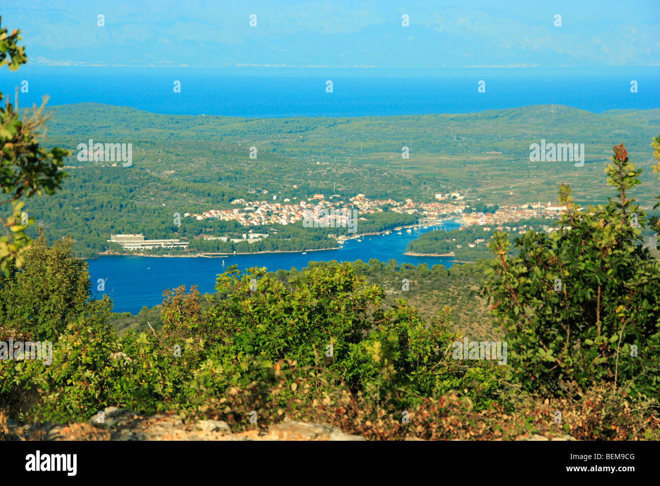 Aerial view of Stari Grad Bay and Stari Grad town on Hvar Island ...