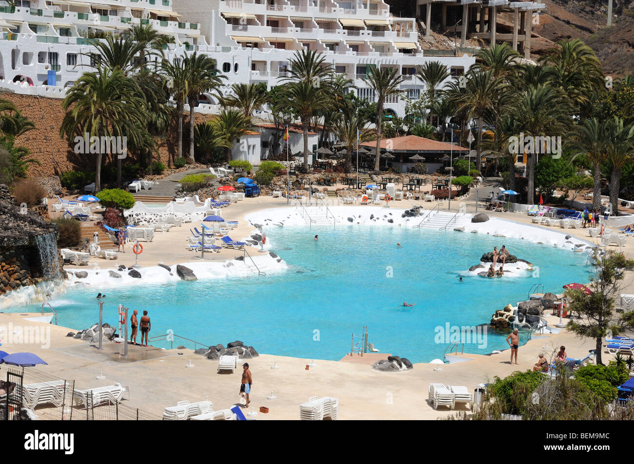 Swimming pool in a resort on Canary Island Tenerife, Spain Stock Photo ...