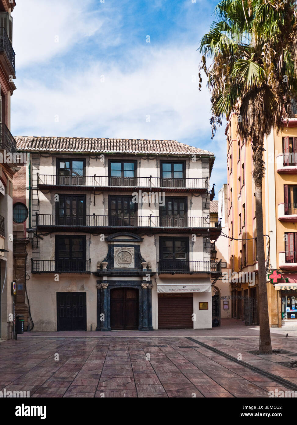 Old spanish building in the 16th century square of the Plaza de la ...