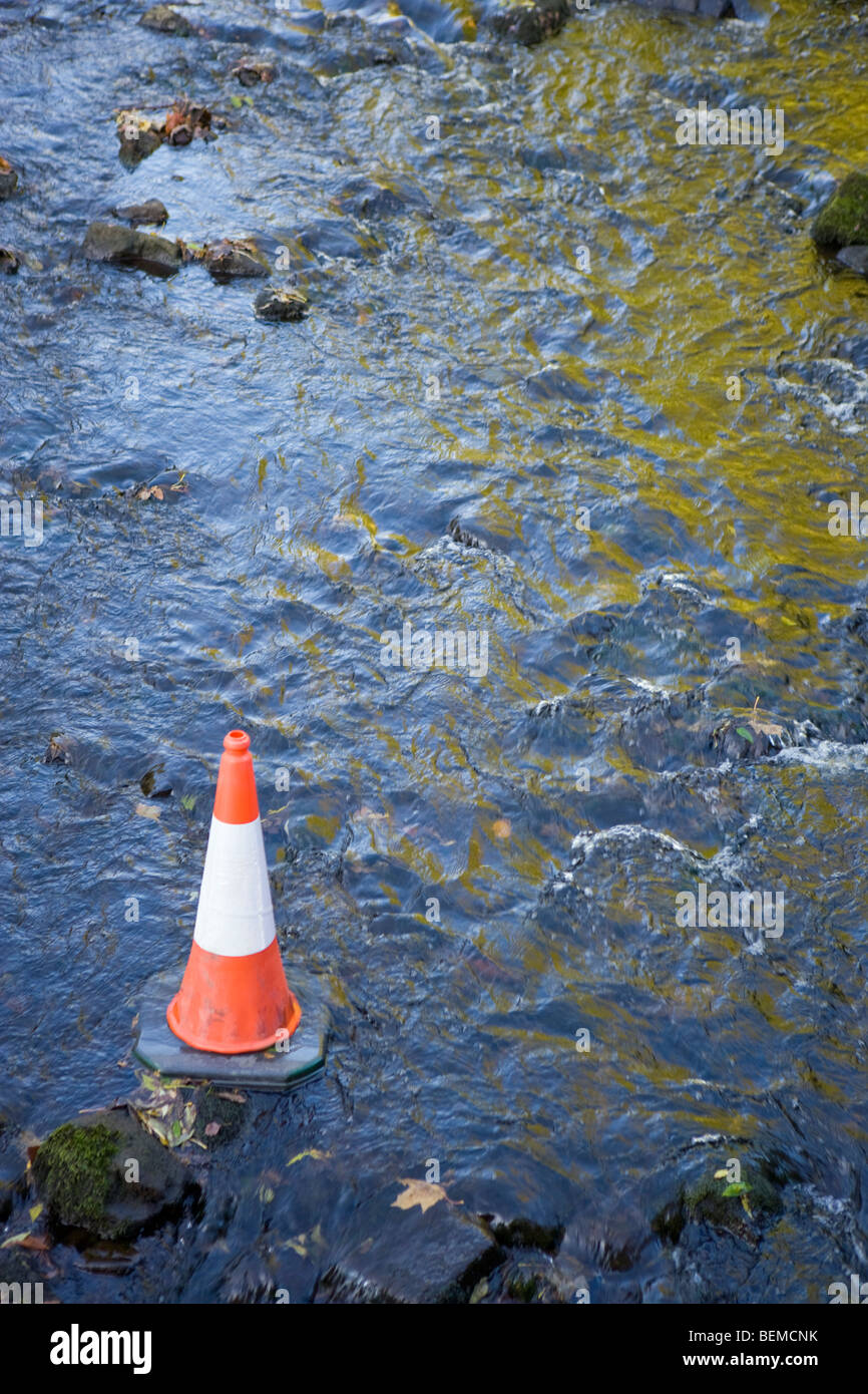 abstract image of road cone in river Stock Photo - Alamy