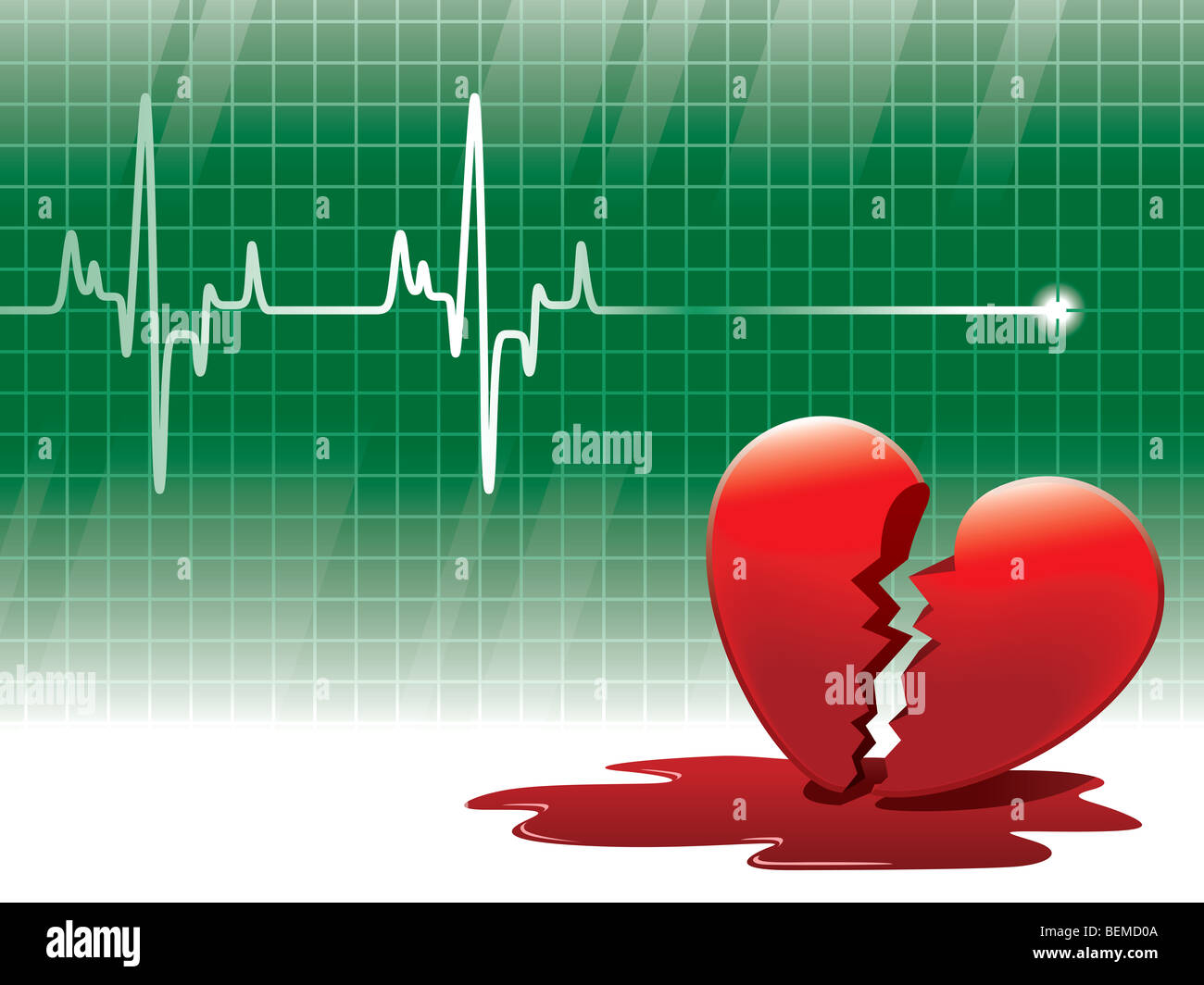 A lifeline in an electrocardiogram and a broken heart Stock Photo - Alamy