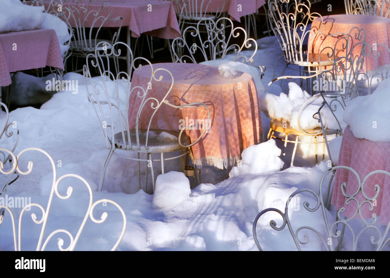 Snow covered terrace restaurant in hi-res stock photography and images ...