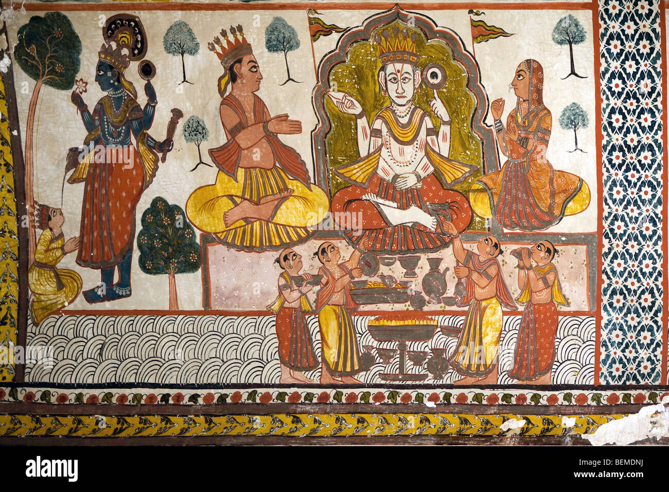 Murals in Royal Chambers, Raja Mahal aka King's Palace, Orchha Fort ...