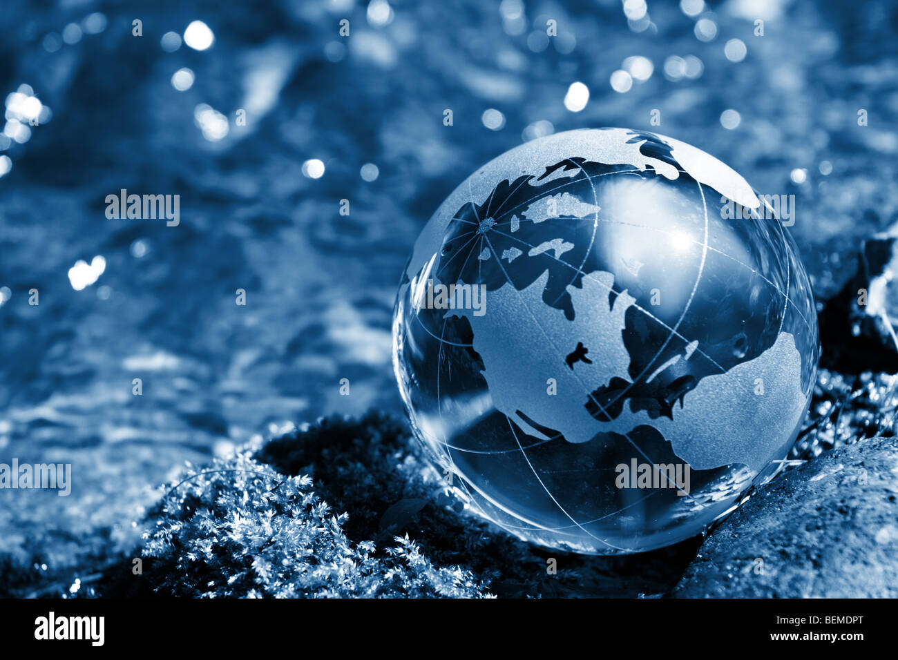 Water stream, globe, ecology Stock Photo - Alamy