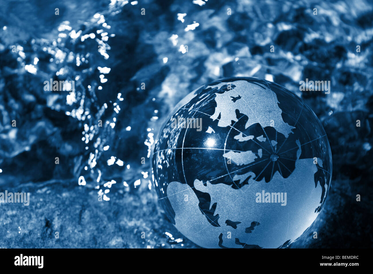 Water stream, globe, ecology Stock Photo - Alamy