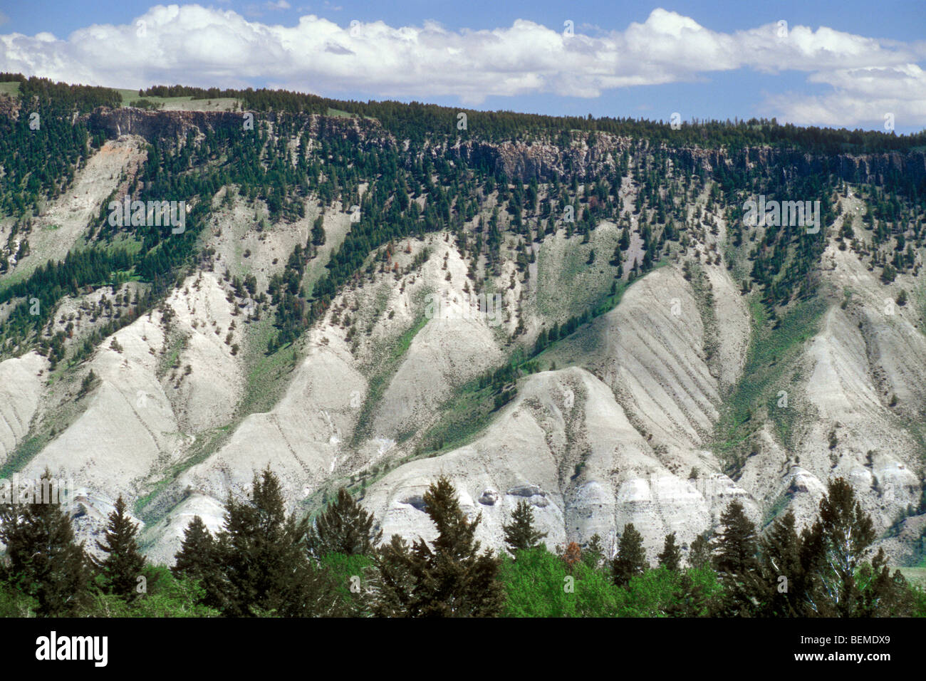 Water erosion of mountain at Yellowstone National Park, Wyoming, North ...
