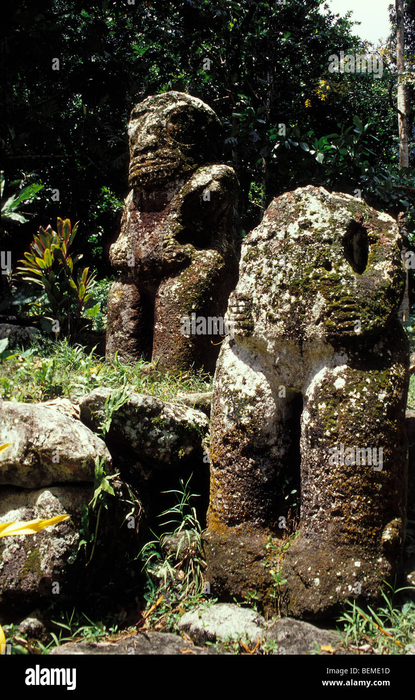 Aerchological treasures, stone statues. Hiva Oa. French Polynesia Stock ...