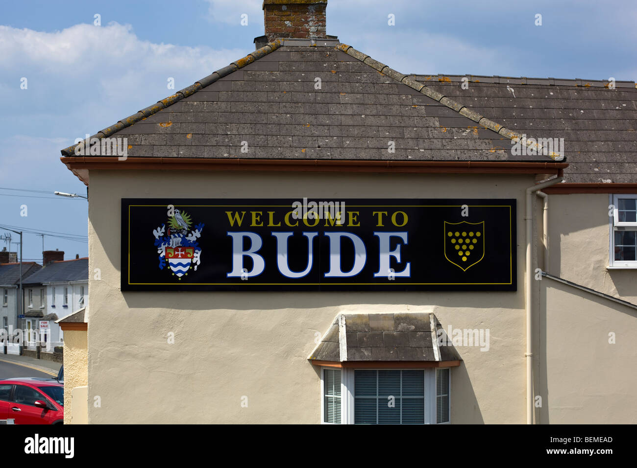 Welcome to Bude Sign Stock Photo - Alamy