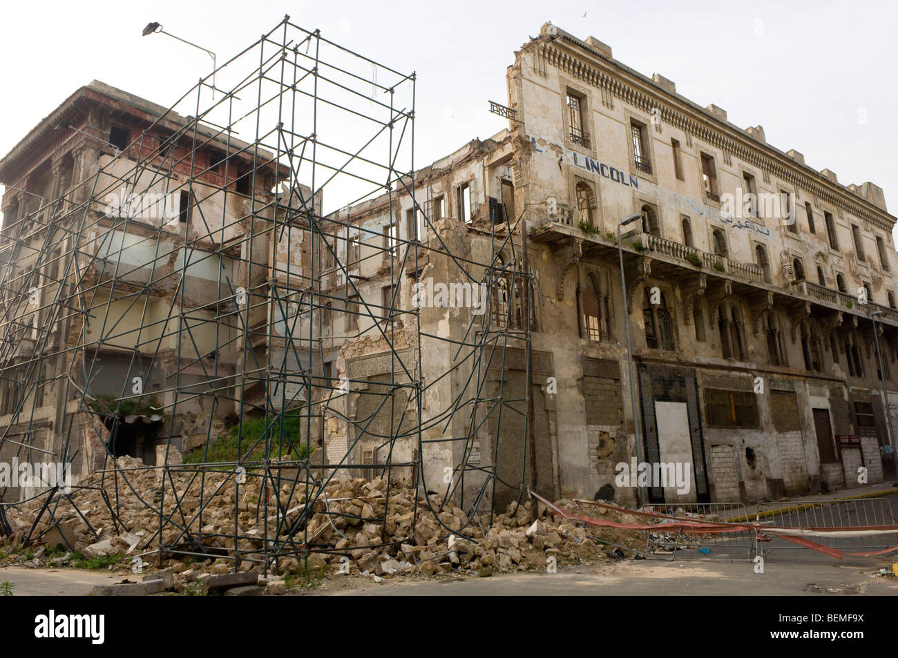 Hotel building collapsed through neglect, Casablanca, Morocco, Africa ...