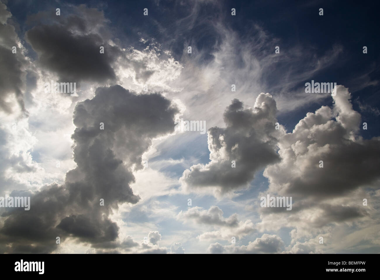 A dramatic mixed cloud sky , captured during the late summer in Texas ...