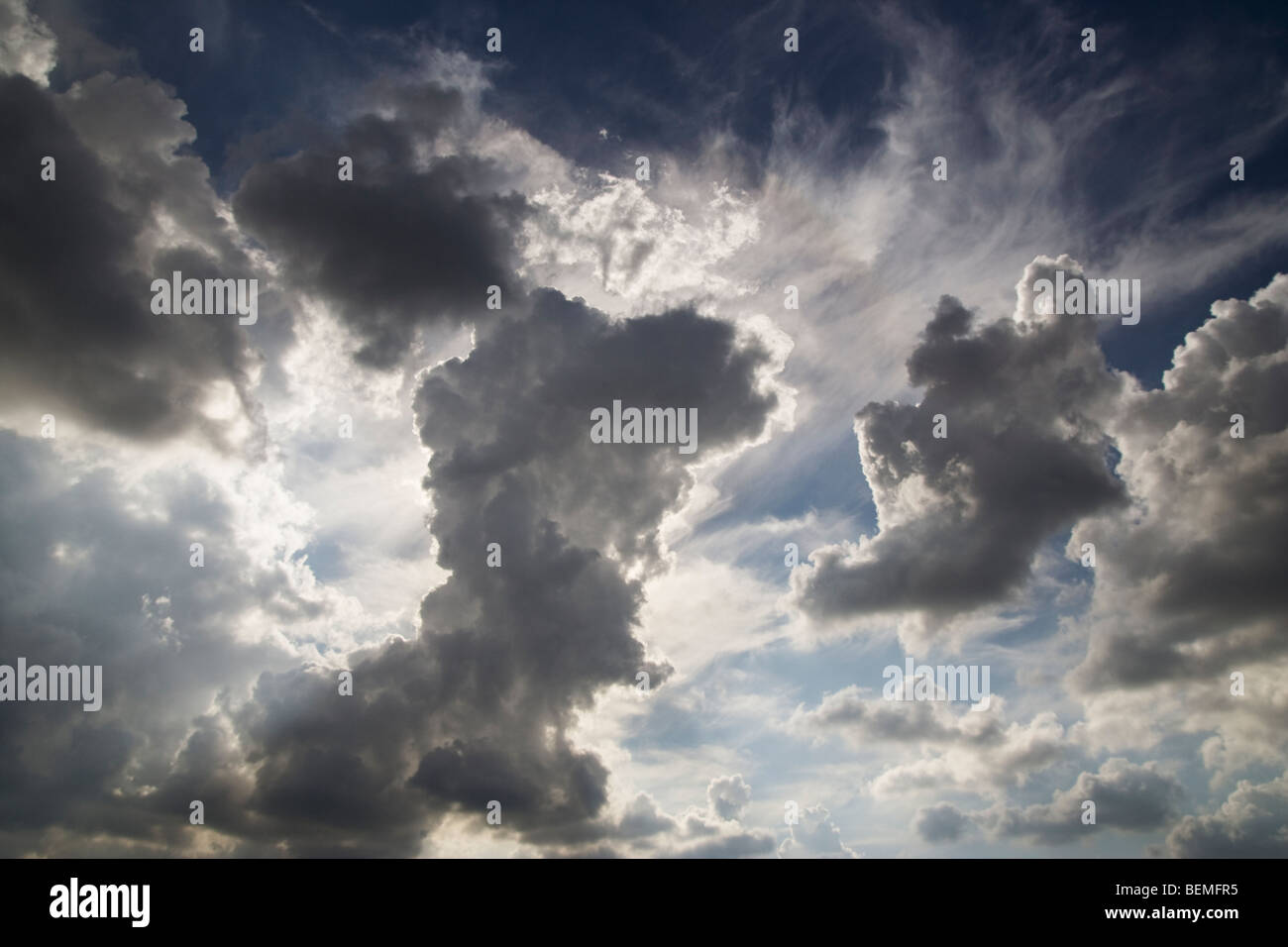 A dramatic mixed cloud sky , captured during the late summer in Texas ...