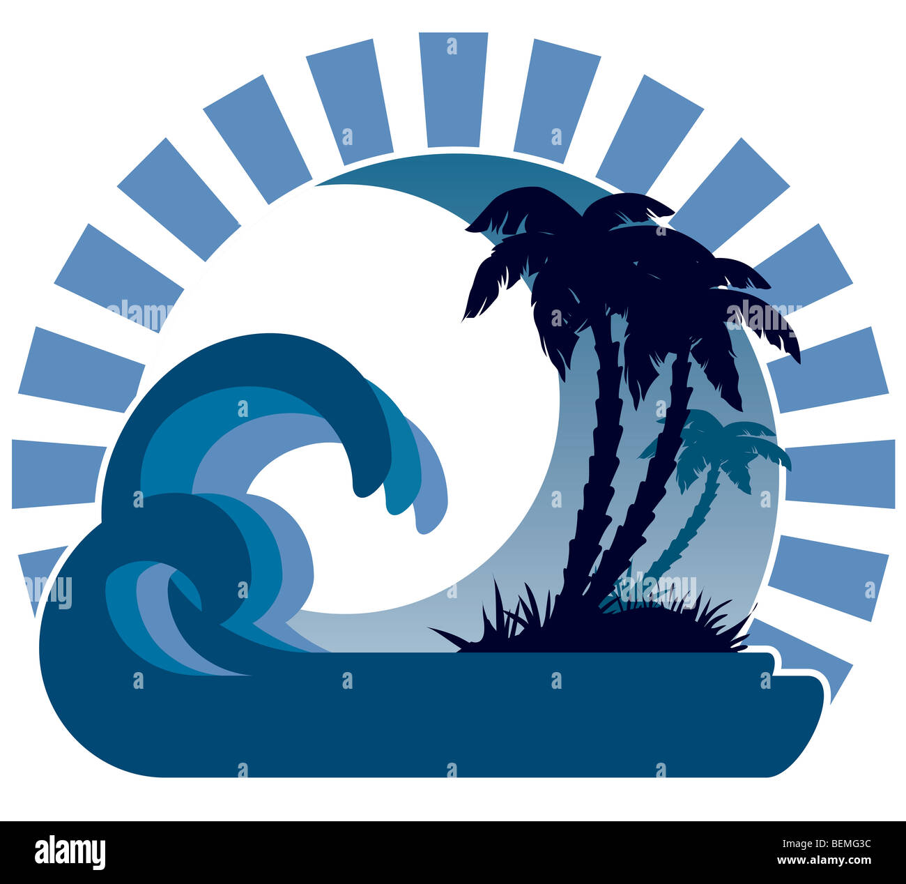 Surfing waves, tropical island, palm trees on a beach Stock Photo - Alamy