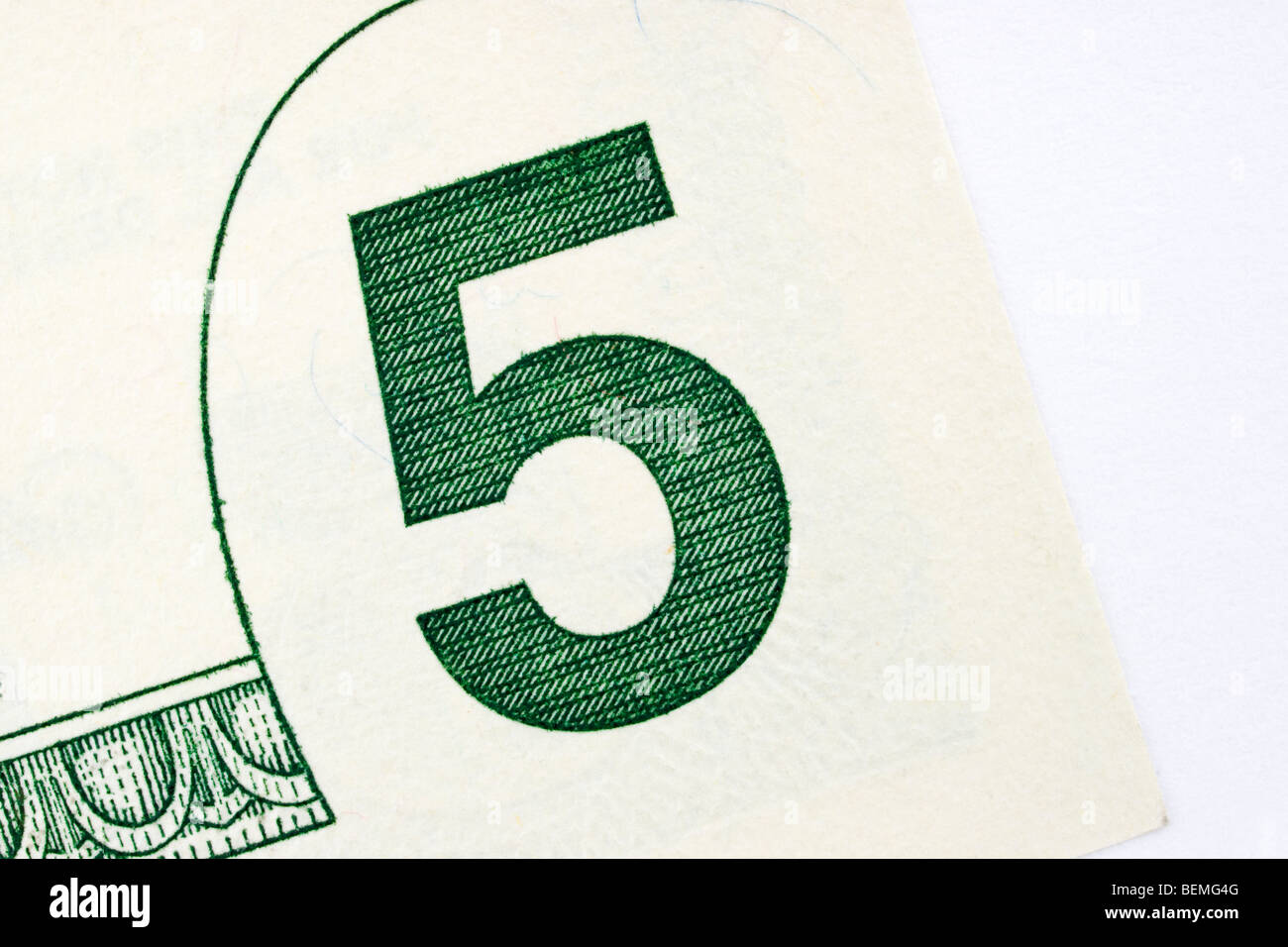 corner of united states five dollar bill Stock Photo - Alamy