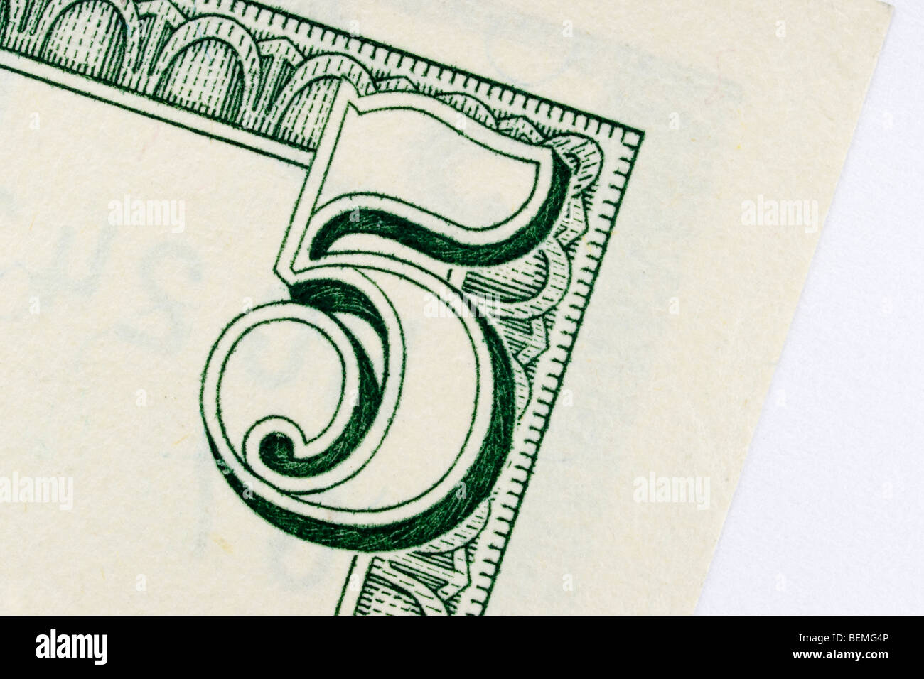 corner of united states five dollar bill Stock Photo - Alamy