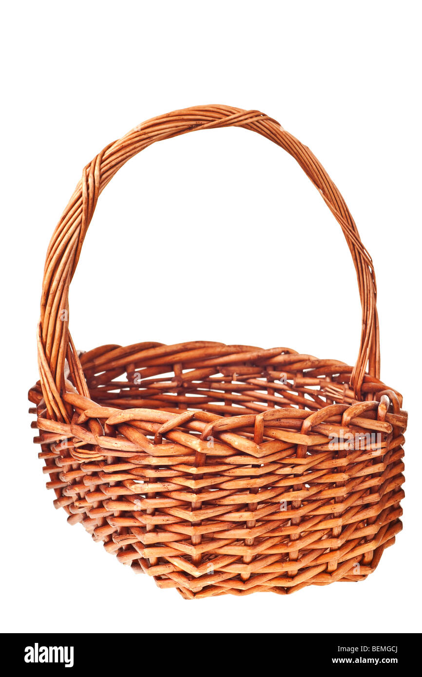 brown wicker basket isolated on white background Stock Photo - Alamy