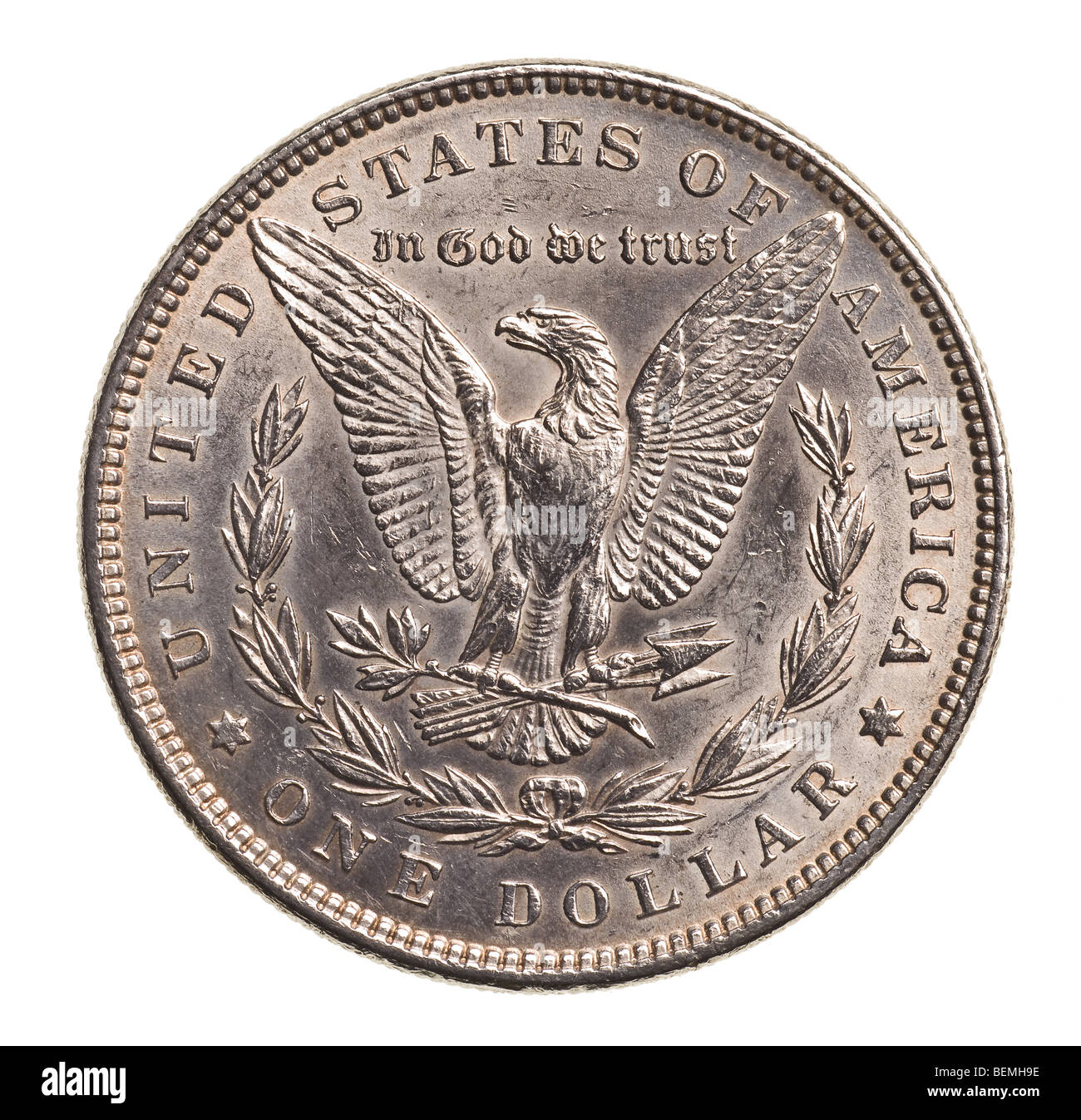 antique silver dollar isolated on white background Stock Photo - Alamy