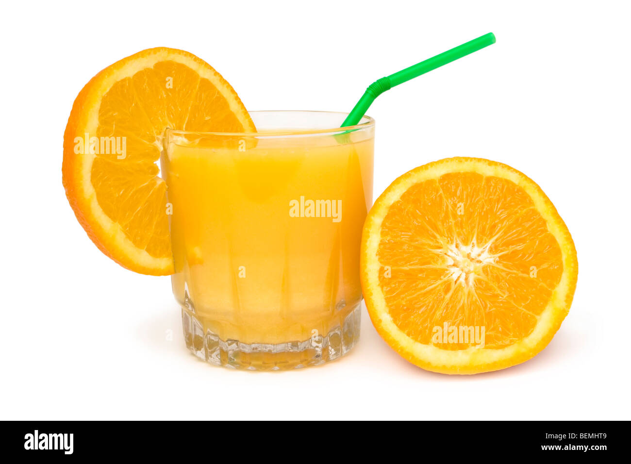 Orange juice in glass straw Cut Out Stock Images & Pictures - Alamy