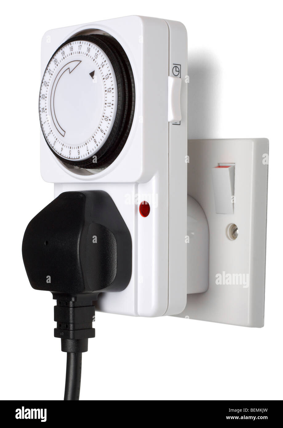 Timer plug on white background Stock Photo - Alamy