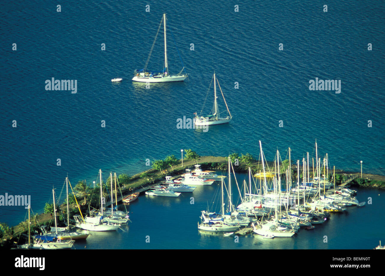 Small harbour for sailing ships. Raiatea. French Polynesia Stock Photo ...