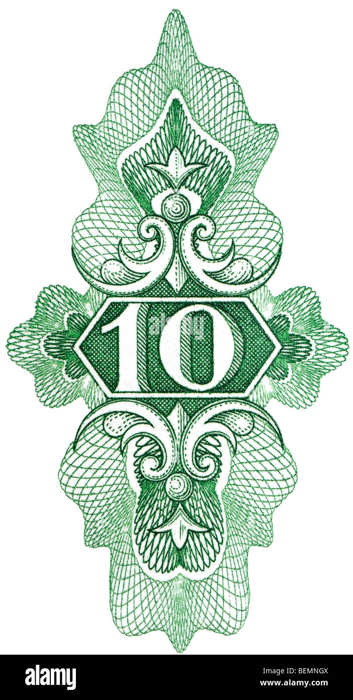 Detail of Number 10 from Hungarian 10 Pengo banknote of 1936 Stock ...