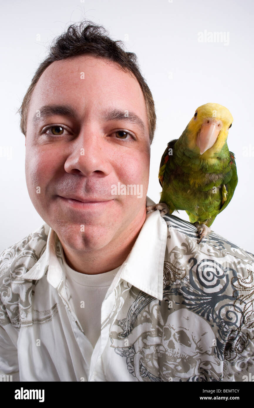 parrot and man Stock Photo - Alamy
