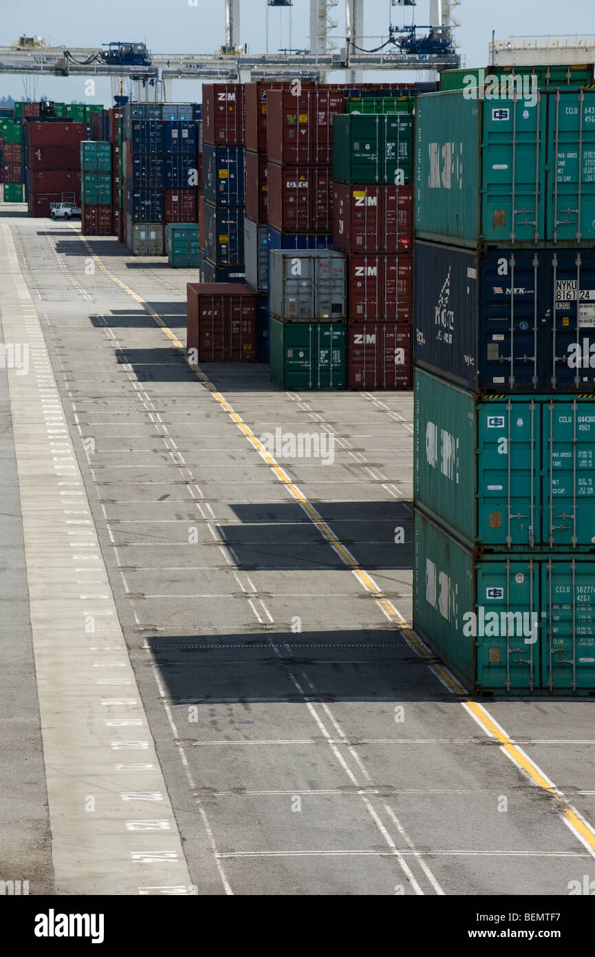 cargo containers at port Stock Photo - Alamy