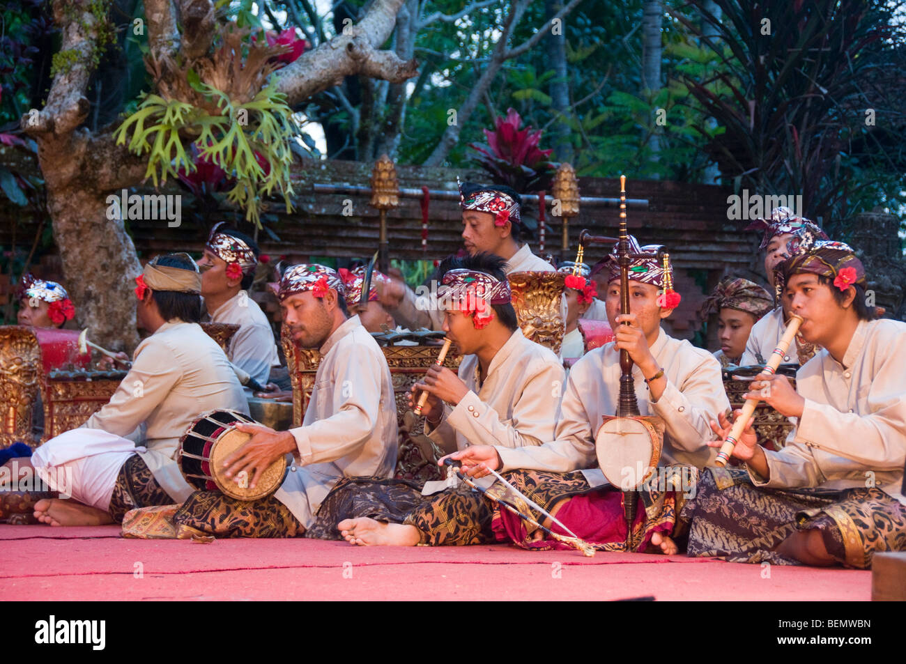 gamelan orchestra playing during a Barong and Kris performance in Bali ...