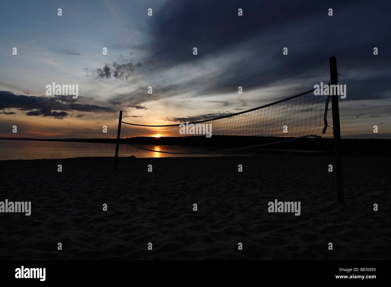 Lake Superior at Michigan MI State Park in USA US orange sunset over ...