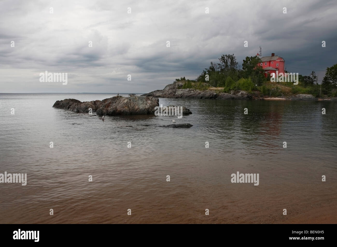 Red Lighthouse Marquette Harbor Michigan on Lake Superior Upper ...