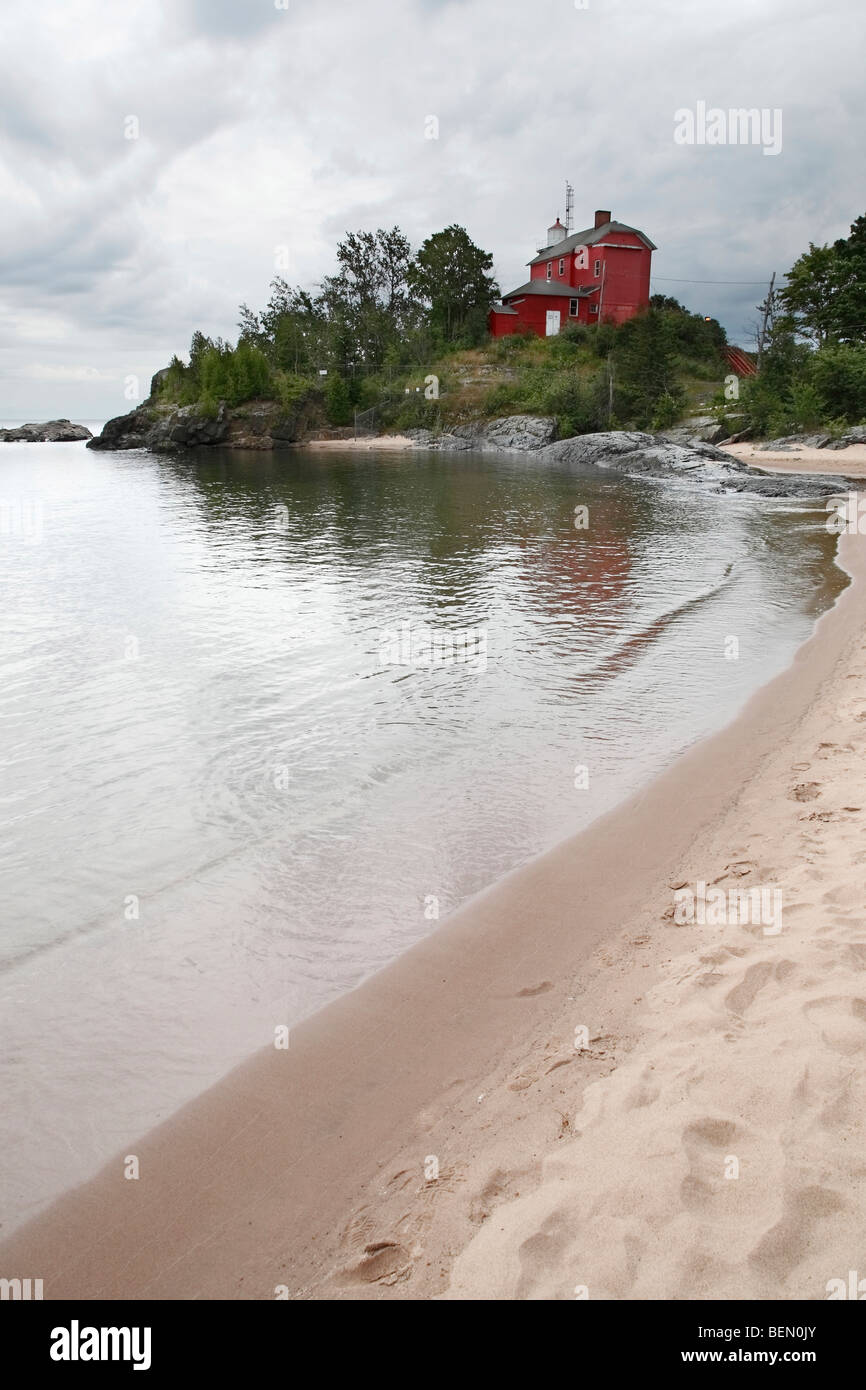 Red Lighthouse Marquette Harbor Michigan on Lake Superior Upper ...