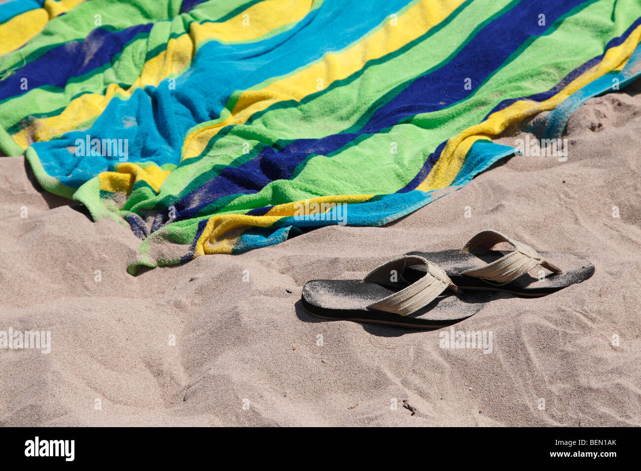 View sand beach towel sandals hi-res stock photography and images - Alamy