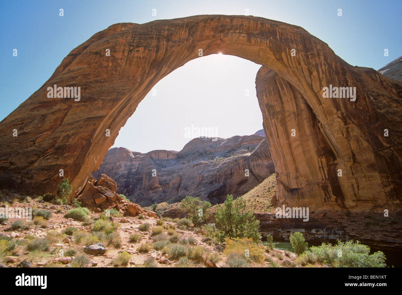 Rainbow Bridge with Lake Powell in Glen Canyon National Recreation Area ...