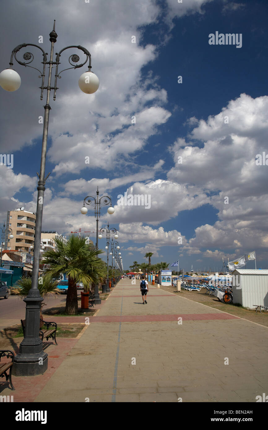 The Palm Tree promenade Finikoudes on Larnaca seafront Larnaka republic ...