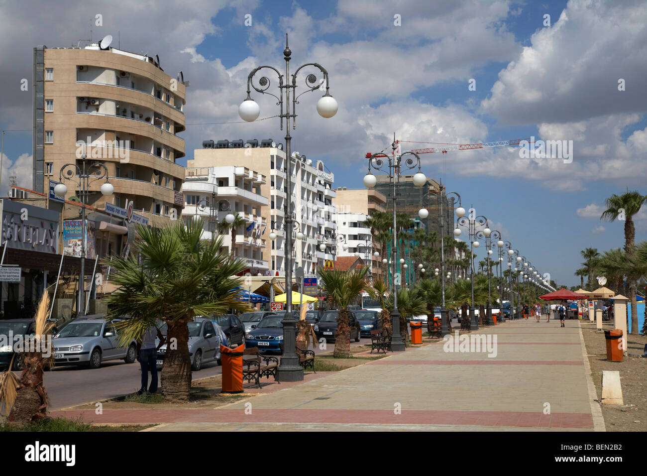 The Palm Tree promenade Finikoudes on Larnaca seafront Larnaka republic ...