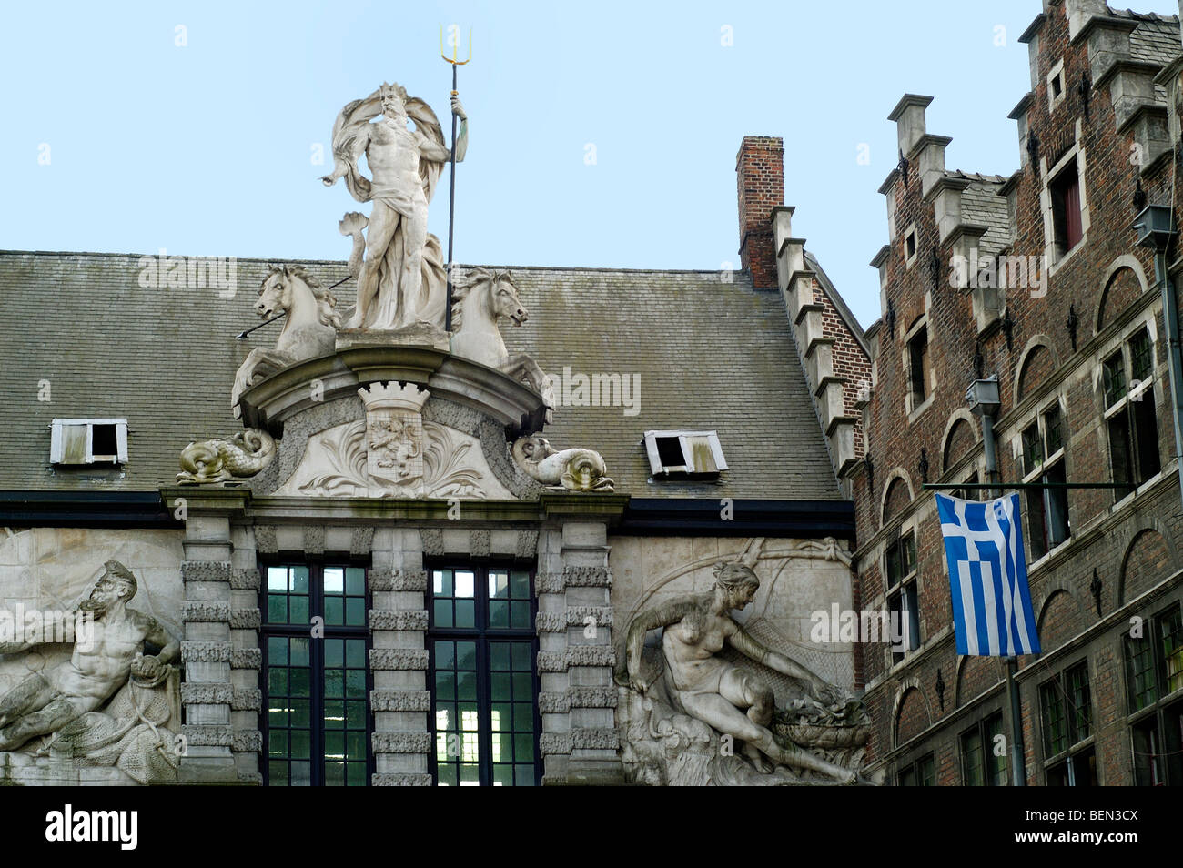 Statue of Neptune, Old Fish Market, Ghent, Belgium Stock Photo - Alamy