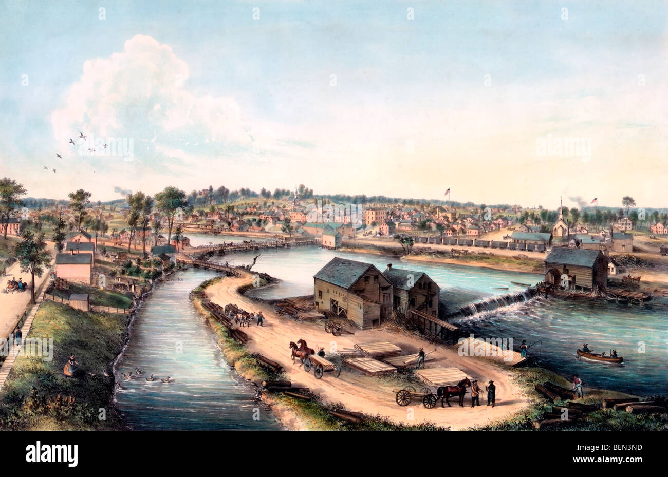 Overview of Jefferson, Wisconsin circa 1900 Stock Photo - Alamy