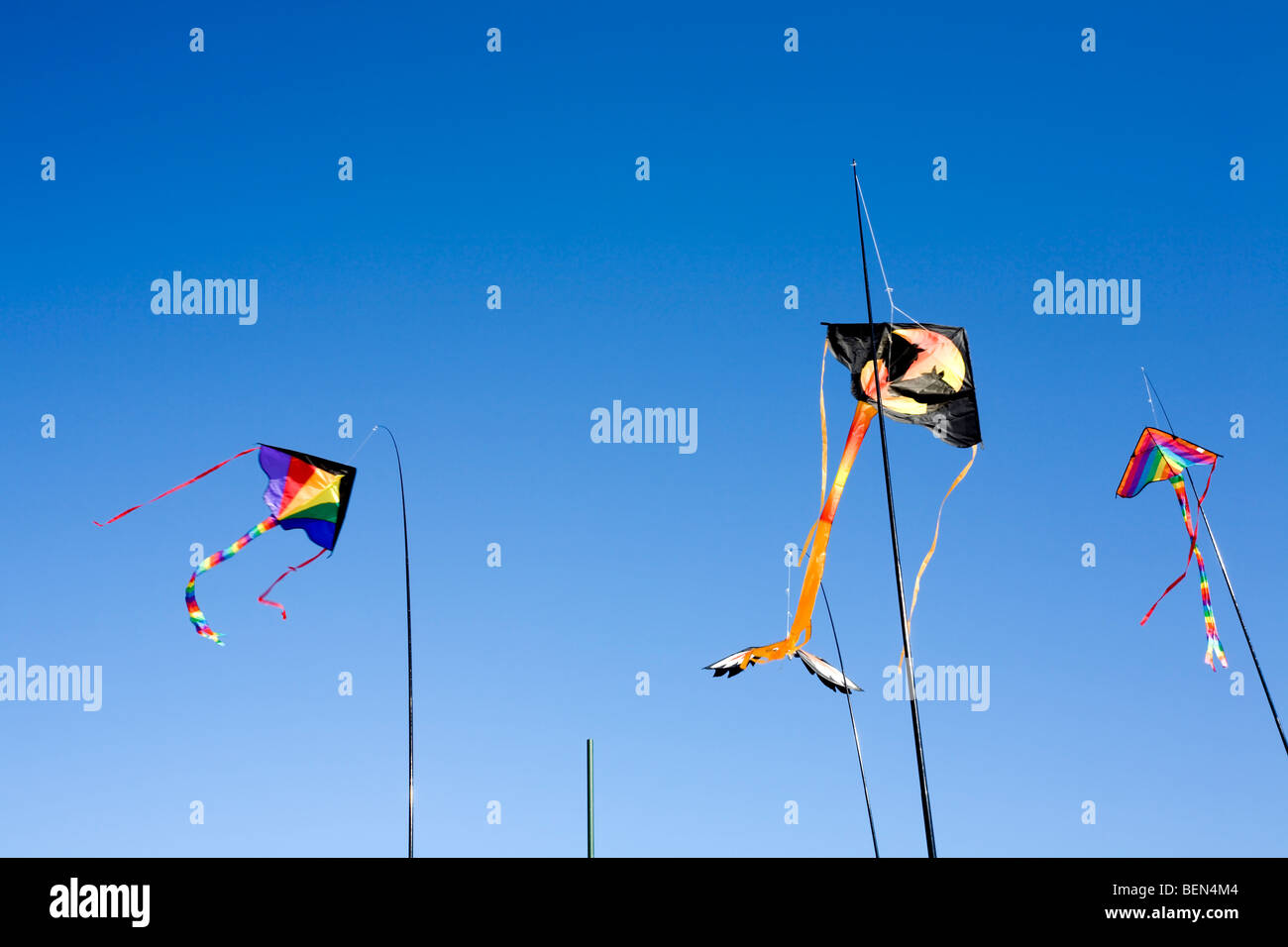 colourful kites against blue sky Stock Photo - Alamy