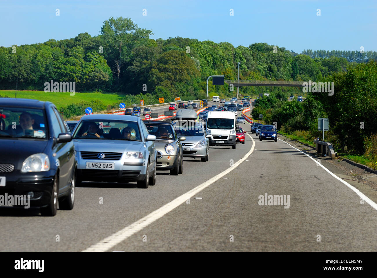 Tailback on the M23 motorway Sussex Stock Photo - Alamy