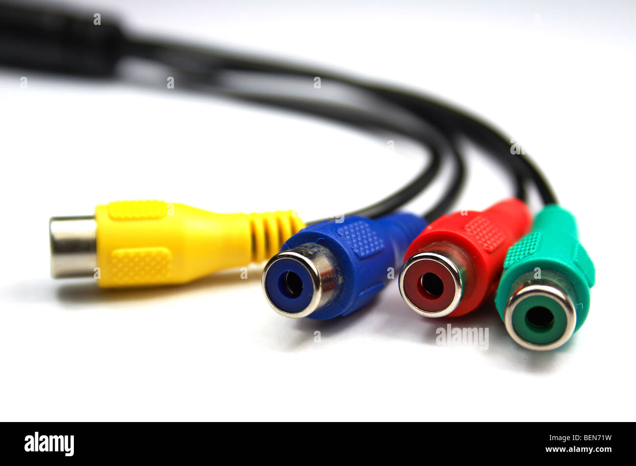 Bunch of audio video cables on white background Stock Photo - Alamy