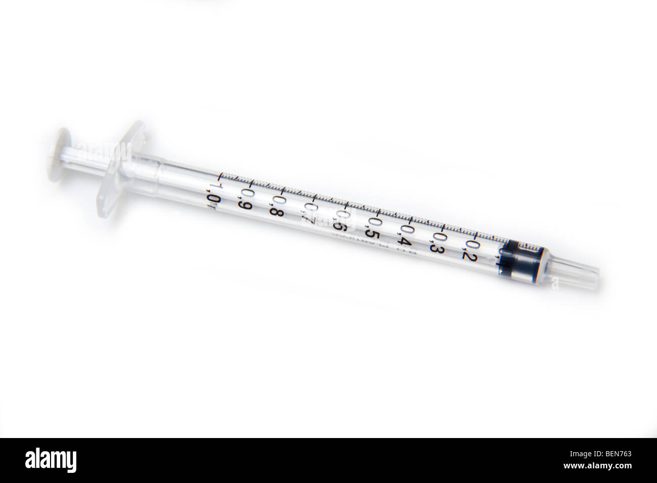 Plastic syringe isolated on a white studio background Stock Photo - Alamy