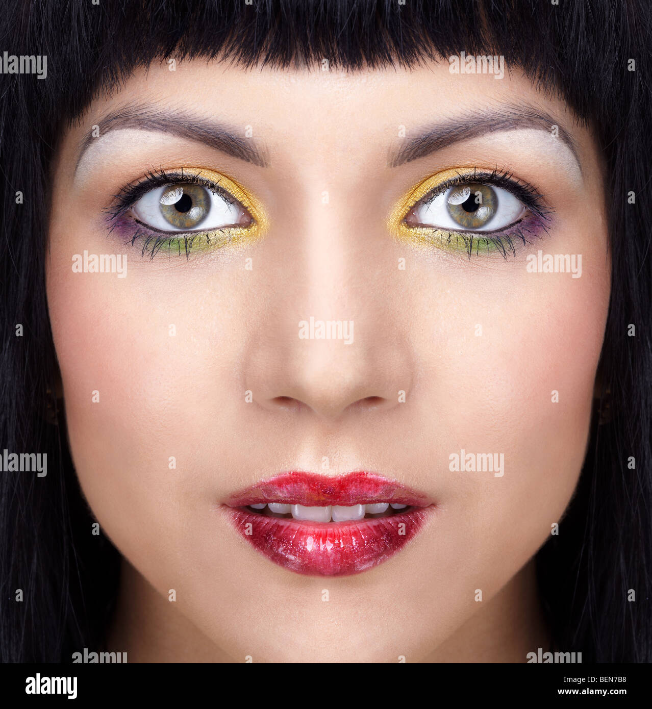 half face portrait of beautiful brunette girl Stock Photo - Alamy