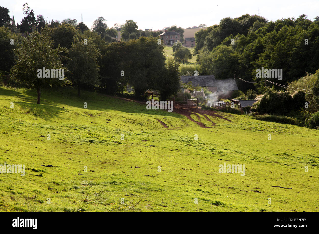 Farm in Valley Stock Photo - Alamy