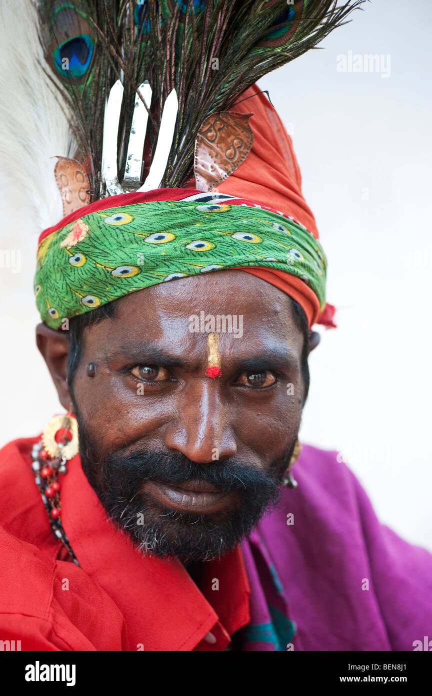 Colourful Indian religious beggar portrait. Andhra Pradesh, India Stock ...