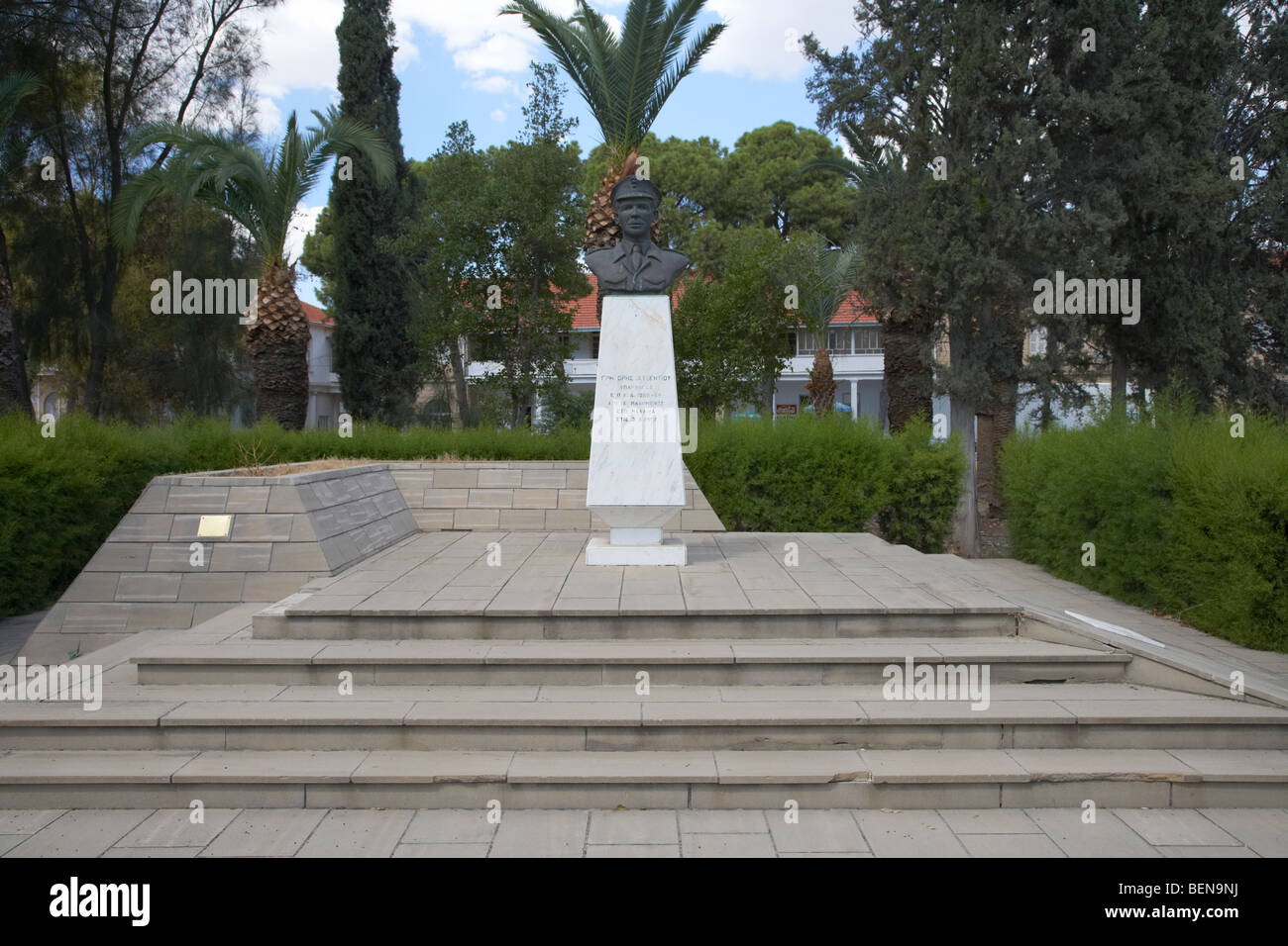 bust statue to eoka fighter Grigoris Afxentiou on the street of his ...