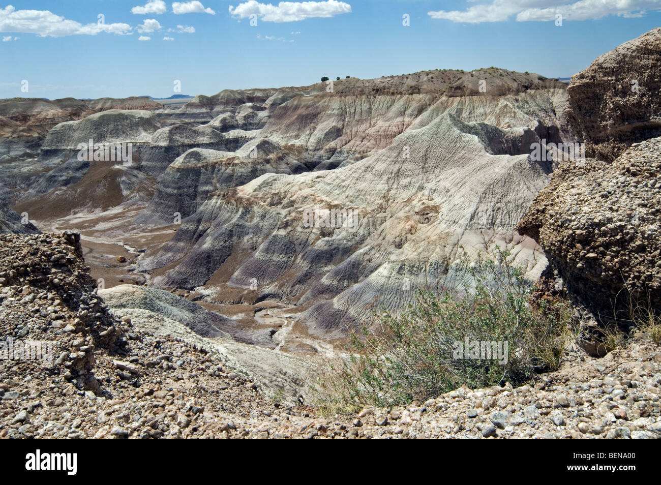 Eroded layers of rock conglomerates at Blue Mesa badlands, Painted ...
