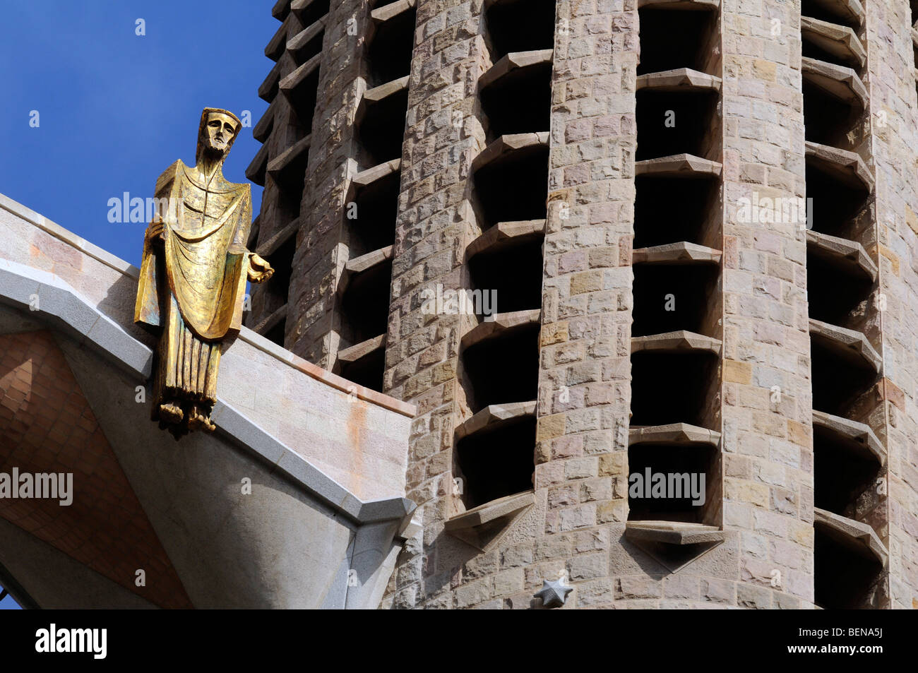 Close-up of the spires of the Sagrada Familia, the unfinished cathedral ...