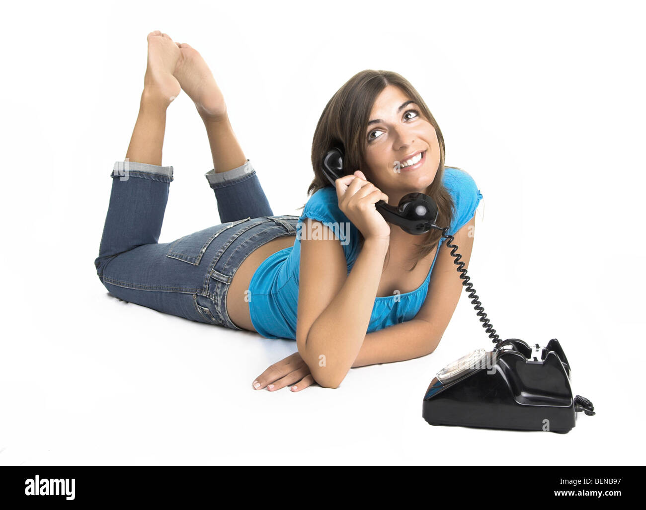 Beautiful girl making a phone call Stock Photo - Alamy