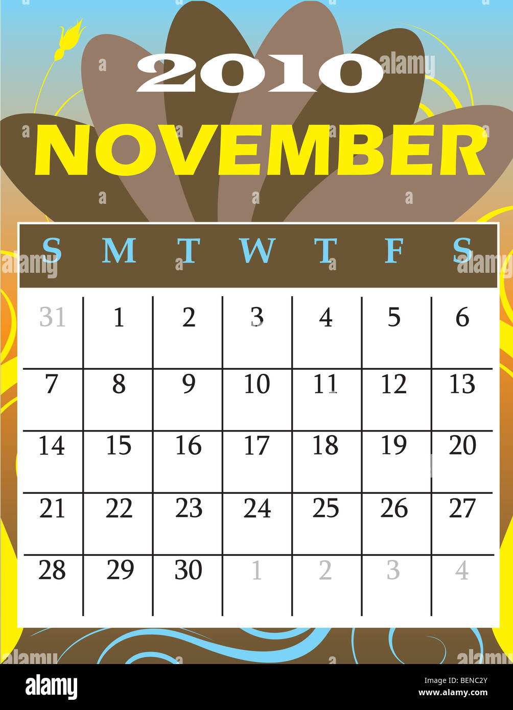 November calender hi-res stock photography and images - Alamy